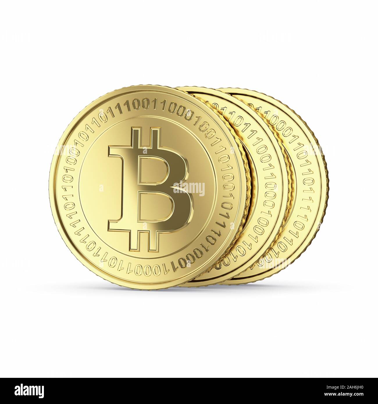 Golden Bitcoin cryptography digital currency counters - isolated with ...