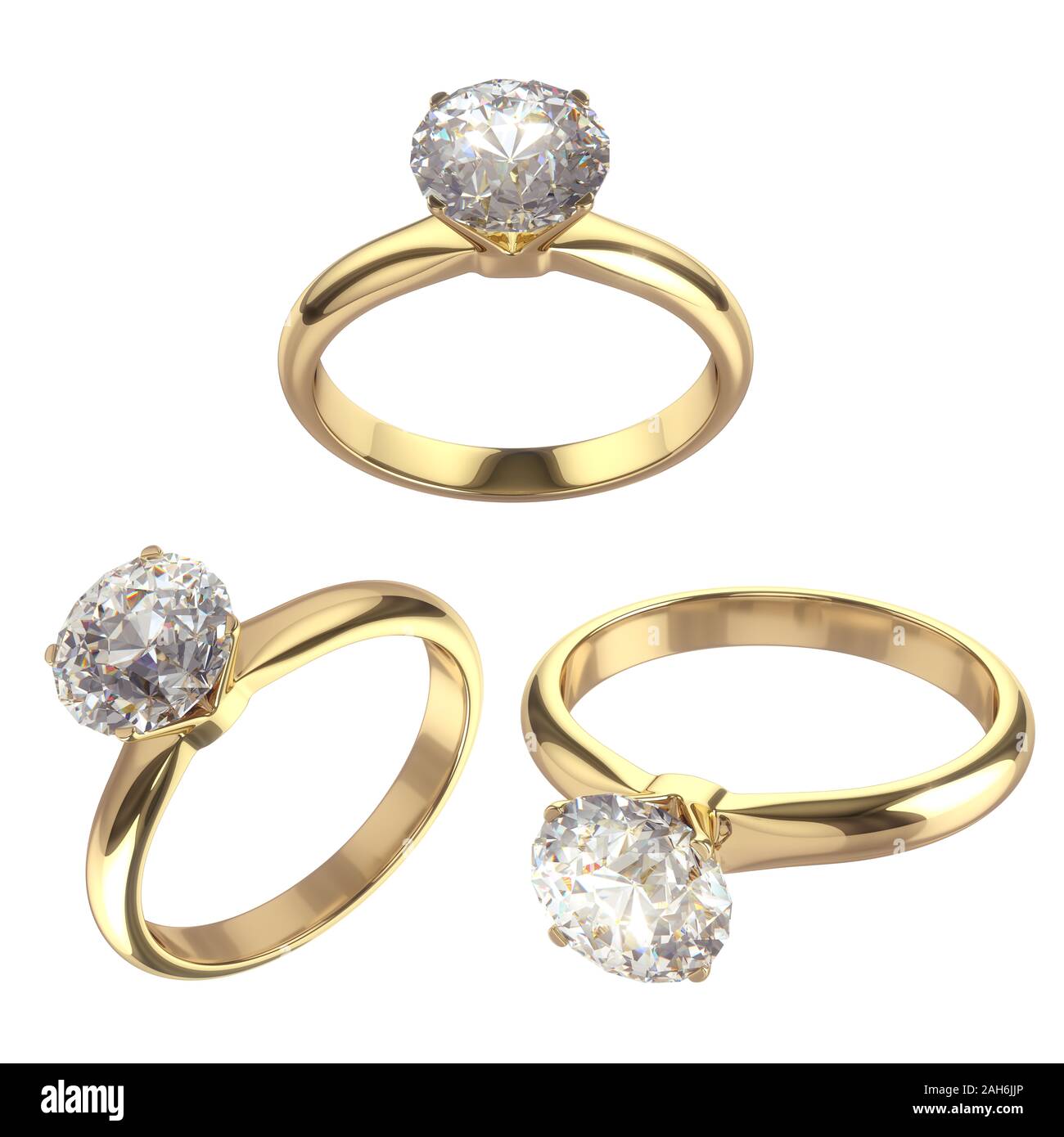 Diamond ring set with clipping path on white background Stock Photo - Alamy
