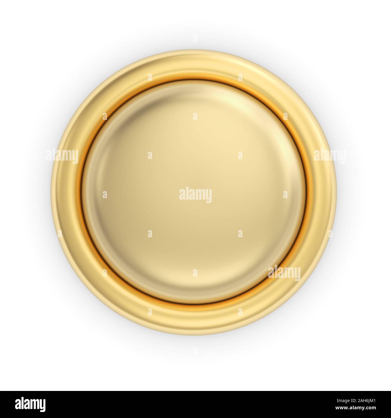 Golden 3D button on white isolated with clipping path Stock Photo - Alamy