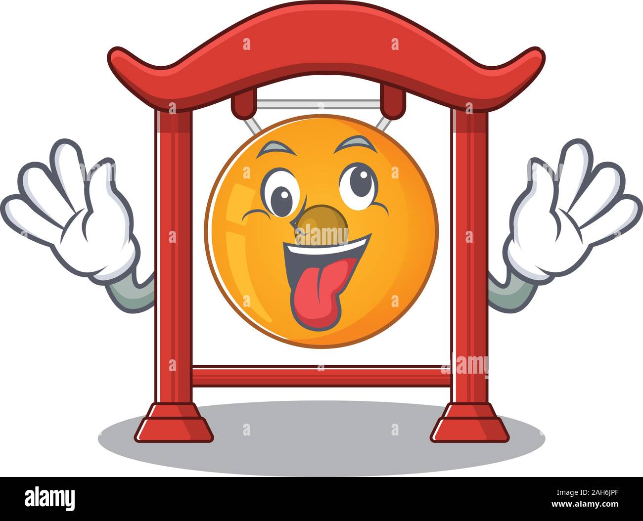 Mascot of crazy face chinese gong Scroll Cartoon character style Stock ...