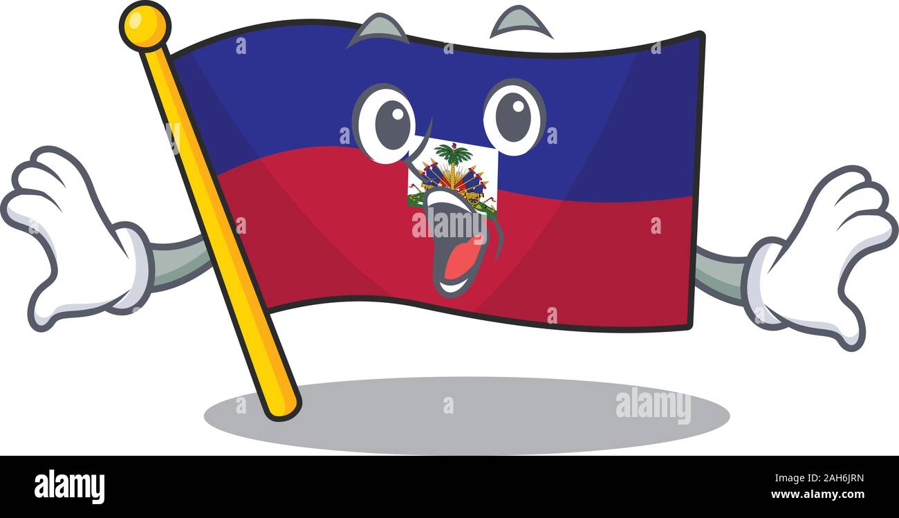 Flag haiti Scroll Surprised gesture on cartoon character style Stock ...