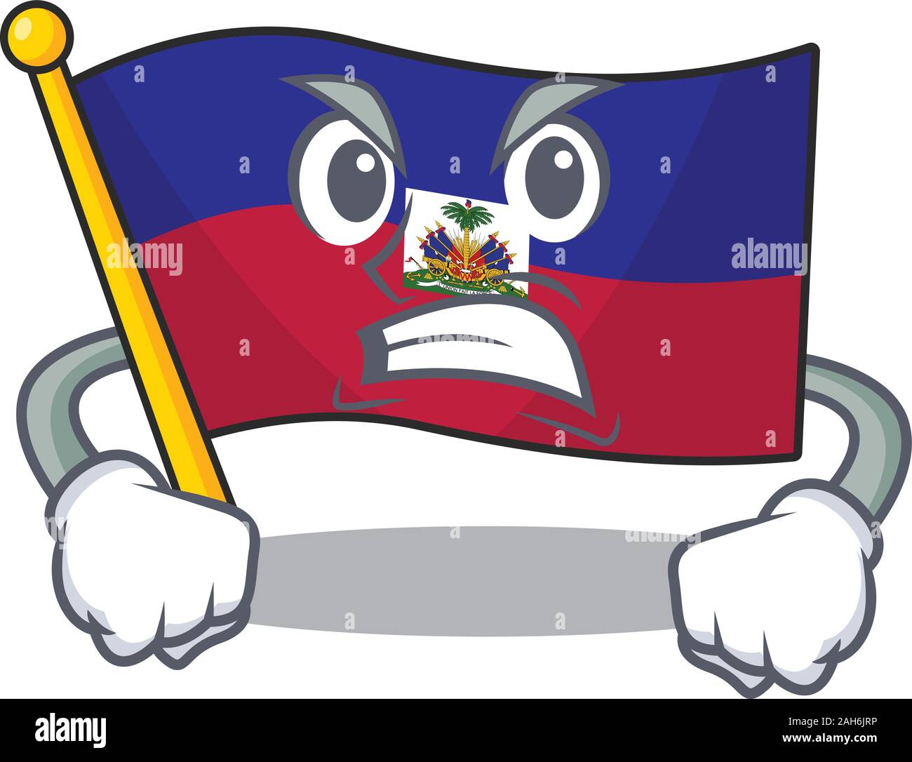 angry face flag haiti Scroll cartoon character design Stock Vector ...