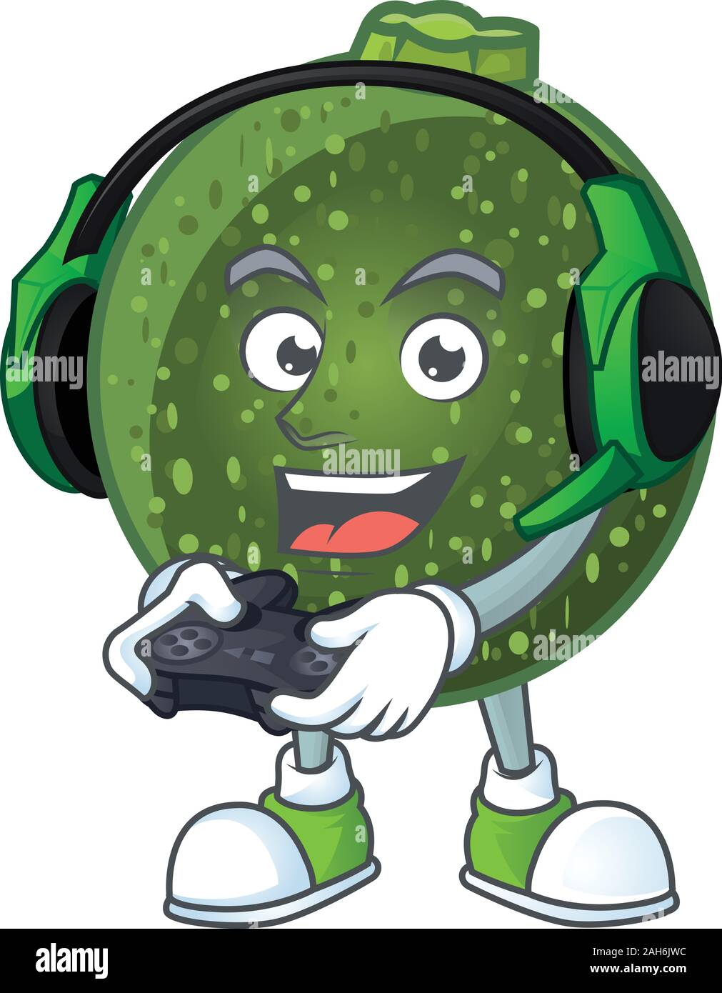 mascot icon of gem squash with headphone and controller Stock Vector ...