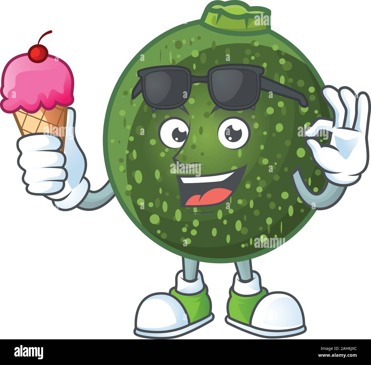 Cute gem squash cartoon character with ice cream Stock Vector Image ...