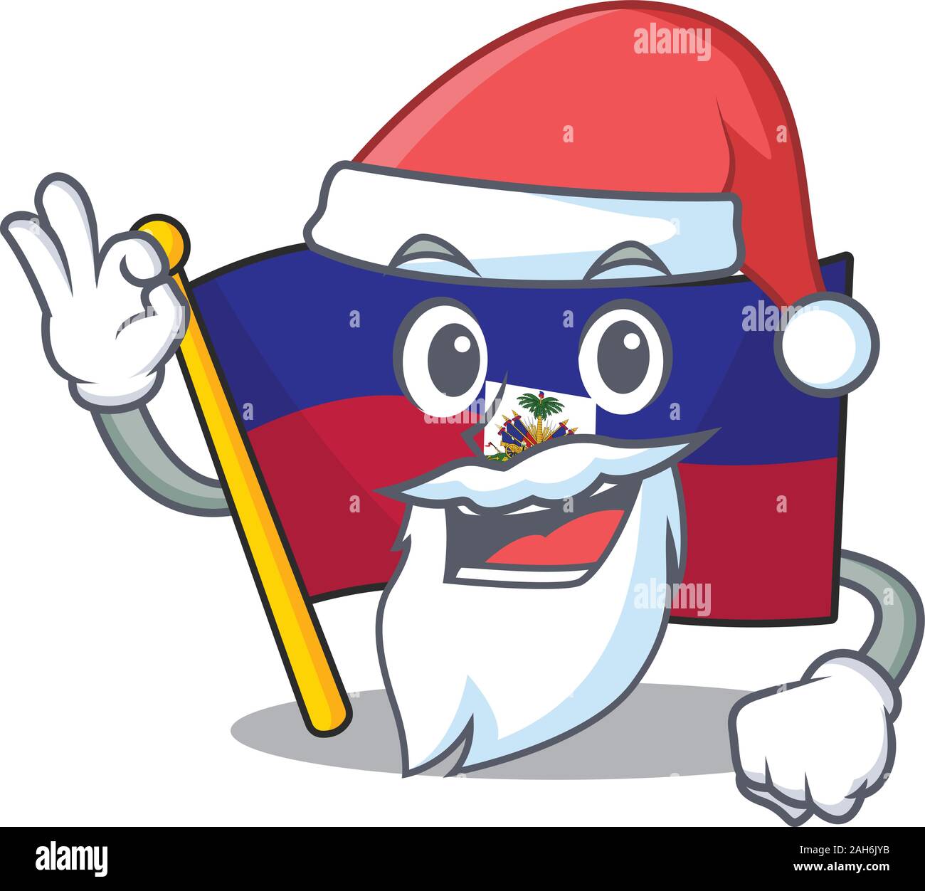 Santa flag haiti Scroll cartoon character design with ok finger Stock ...