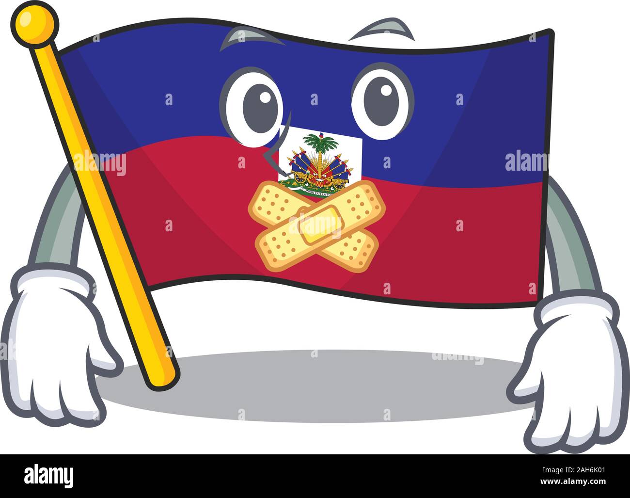 Flag haiti Scroll mascot cartoon character design on silent gesture ...