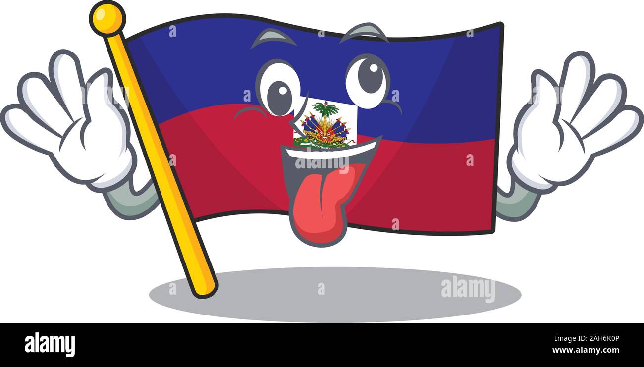 Mascot of crazy face flag haiti Scroll Cartoon character style Stock ...