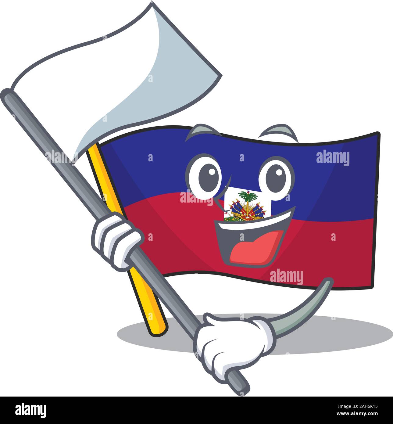 cute flag haiti Scroll cartoon character style with standing flag Stock ...