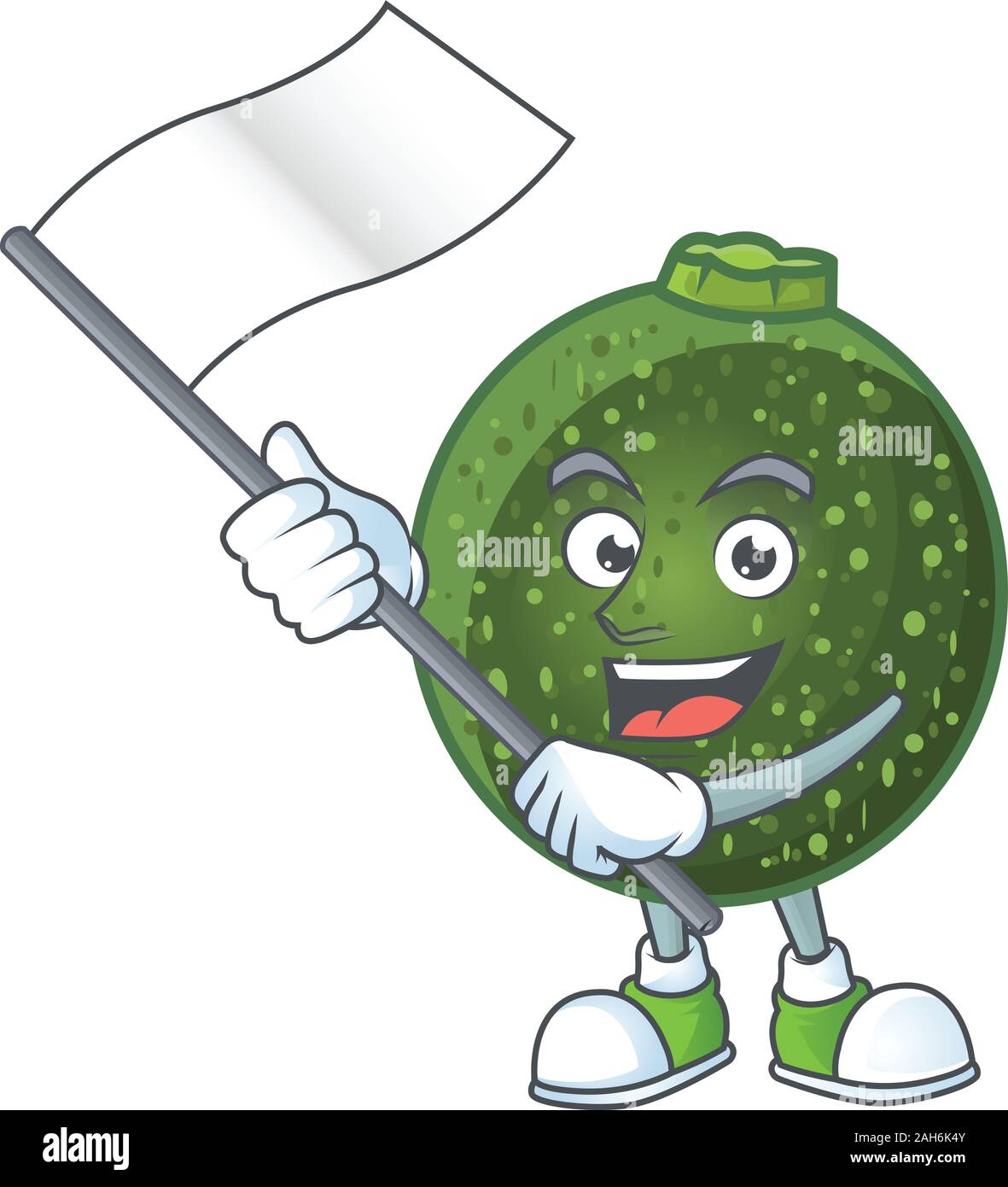 cute gem squash cartoon character design holding a flag Stock Vector ...