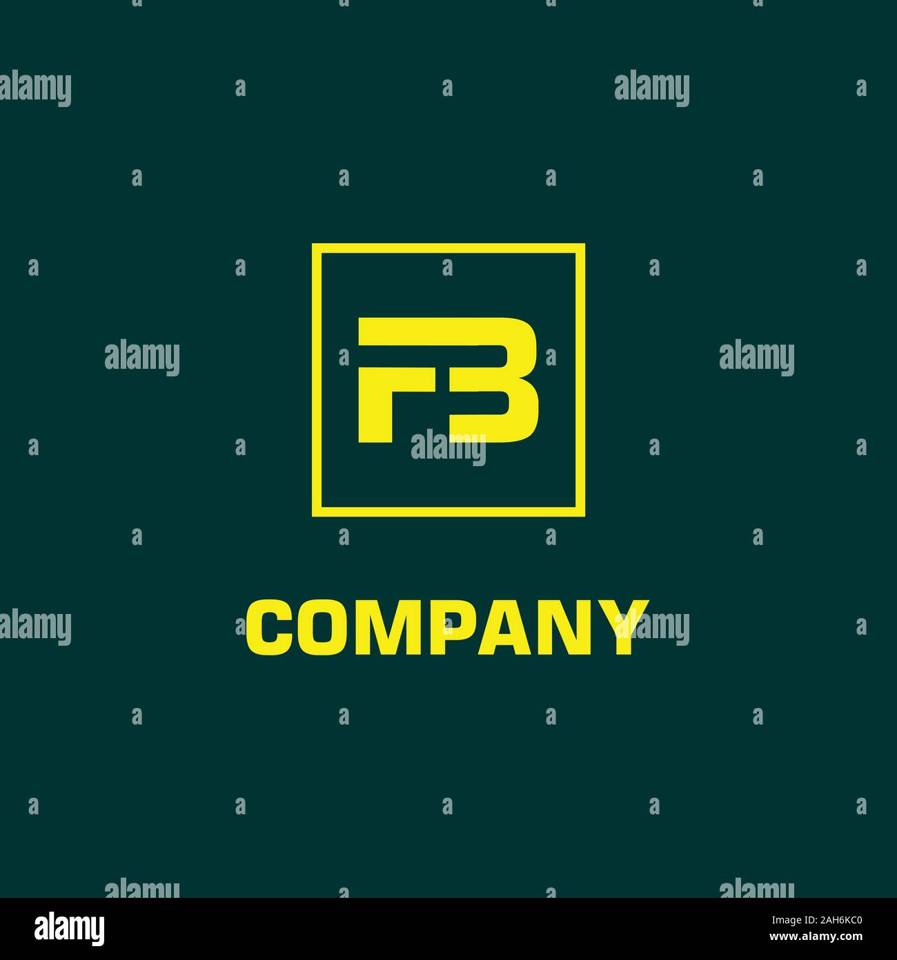 Letter FB or F3 Alphabetic Logo Design Template, Yellow, Rectangle ...