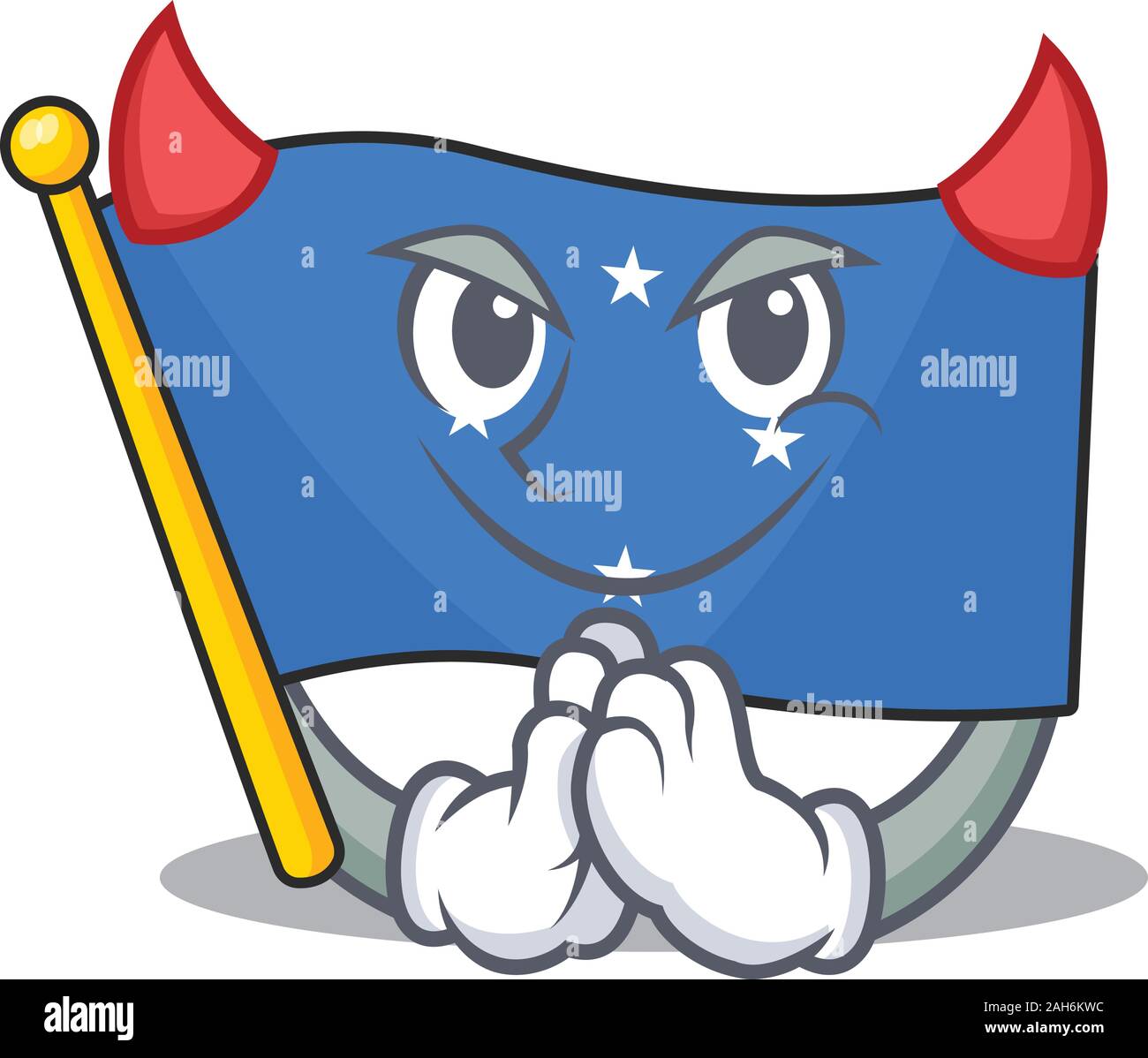 Devil Cartoon character of flag micronesia Scroll design Stock Vector ...