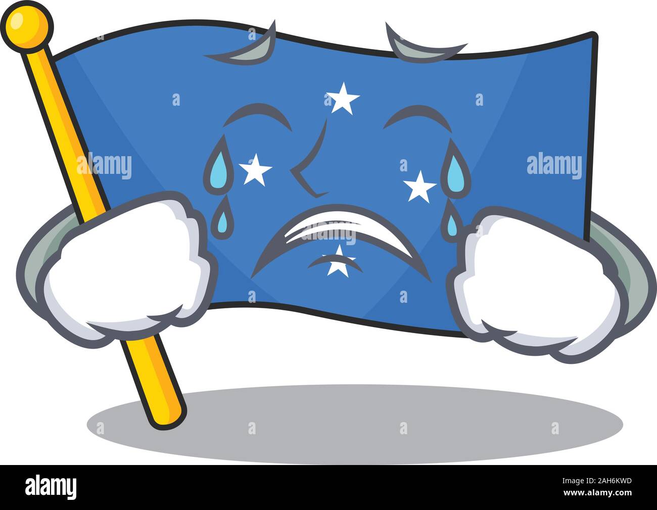 Sad Crying flag micronesia Scroll cartoon character design Stock Vector ...