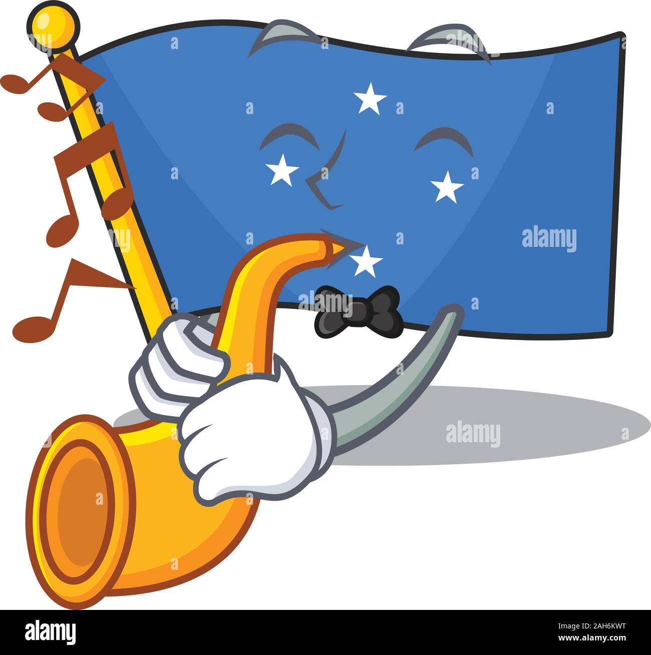 Flag micronesia Scroll cartoon character design performance with ...