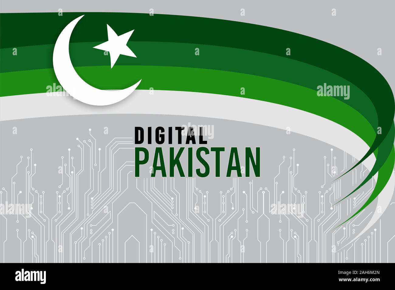 Digital Pakistan with green flag Stock Photo - Alamy