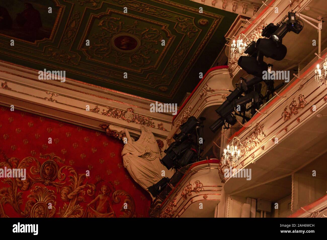 lighting equipment on the stage of the Opera house. architectural style ...