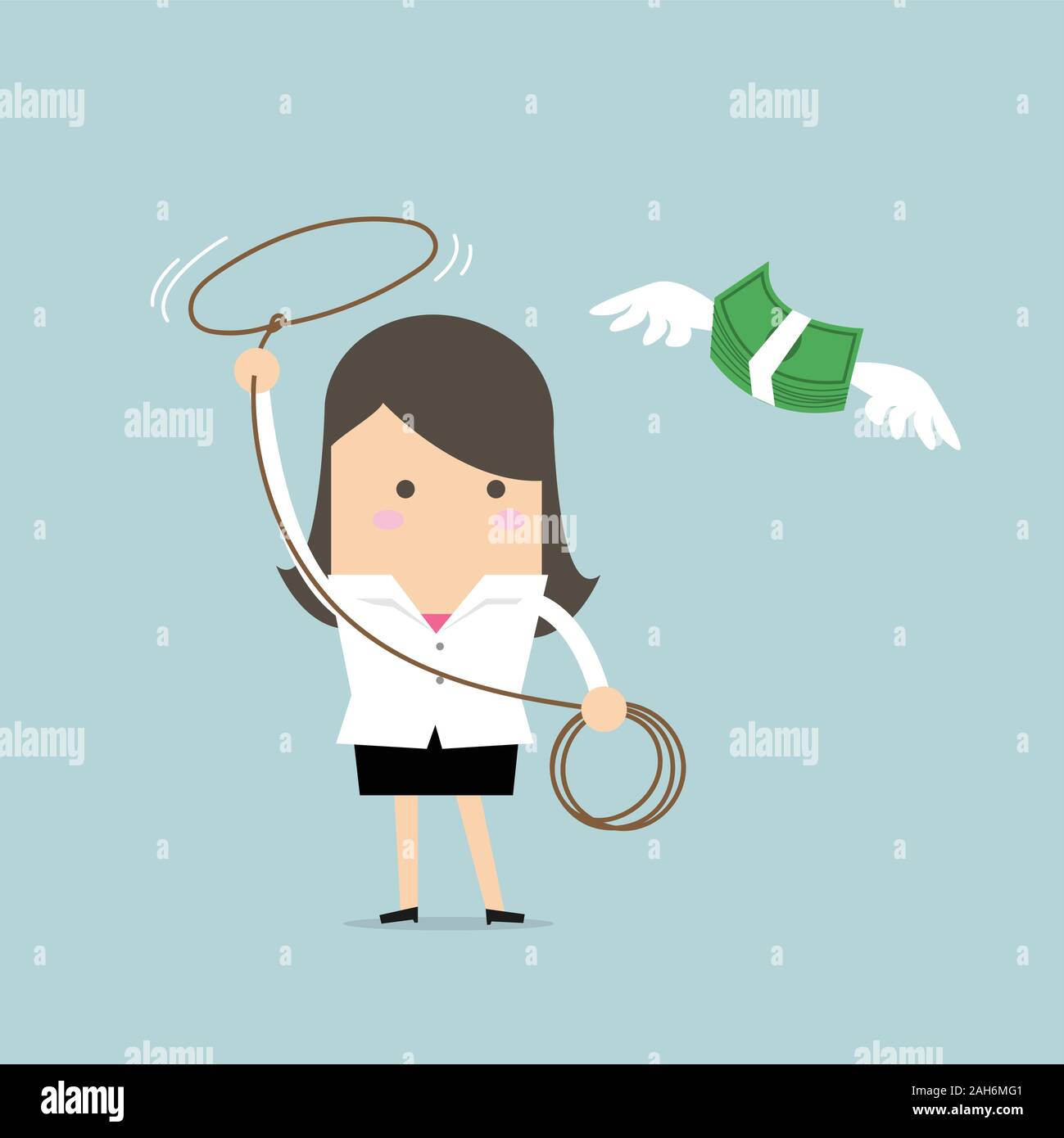 Woman and flying dollar bills hi-res stock photography and images - Alamy