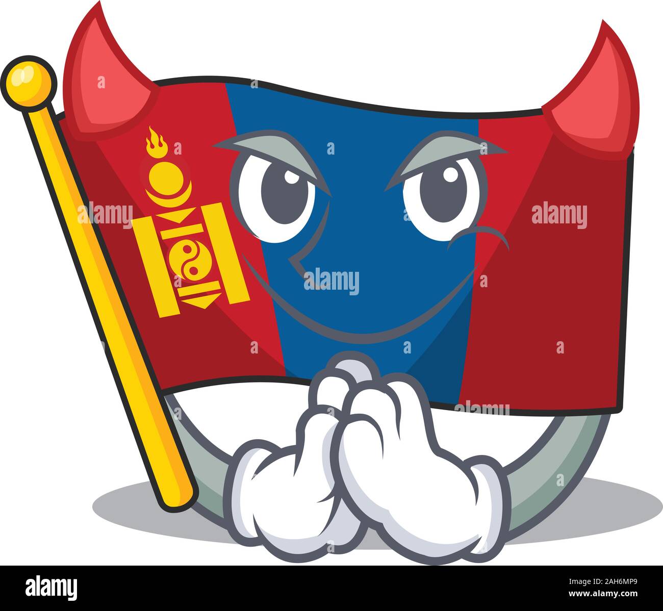 Devil Cartoon character of flag mongolia Scroll design Stock Vector ...