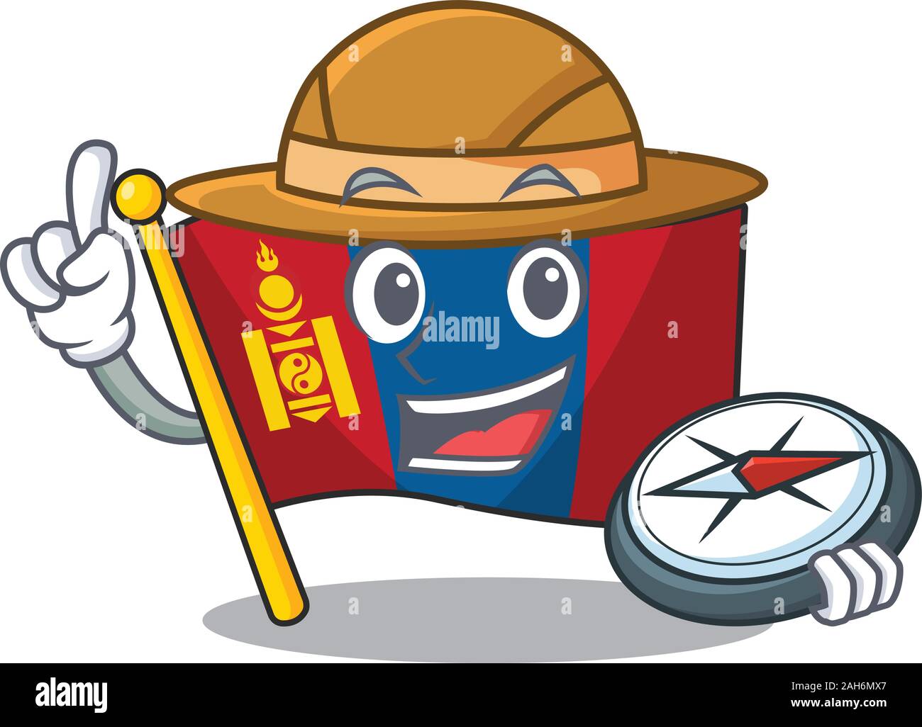 Flag mongolia Scroll A stylized Explorer with a compass Stock Vector ...