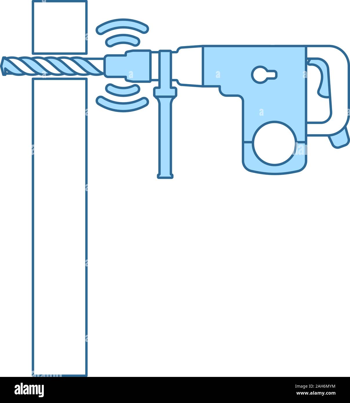 Icon Of Perforator Drilling Wall. Thin Line With Blue Fill Design ...
