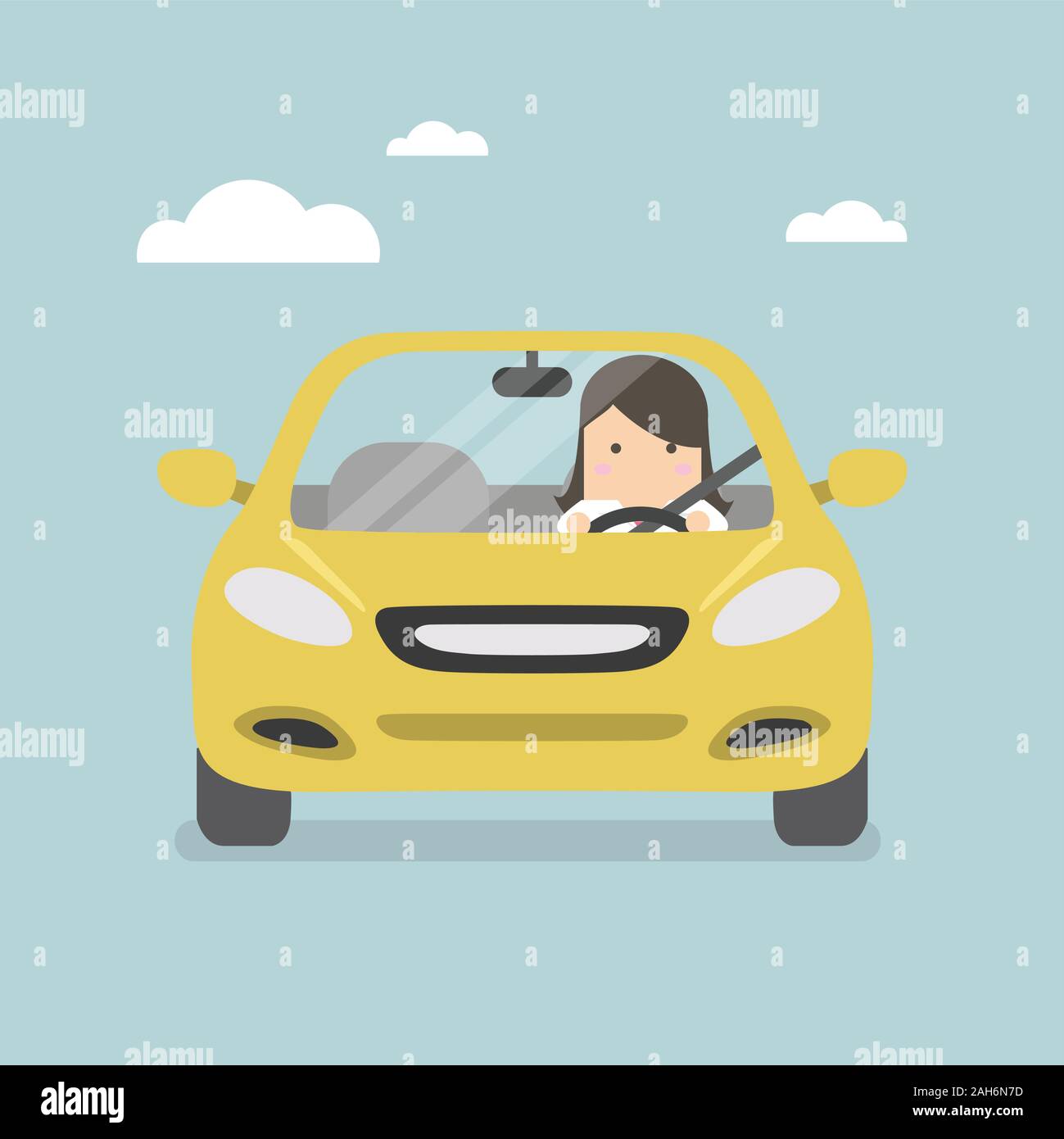 Cheerful modern woman driving car Stock Vector Images - Alamy