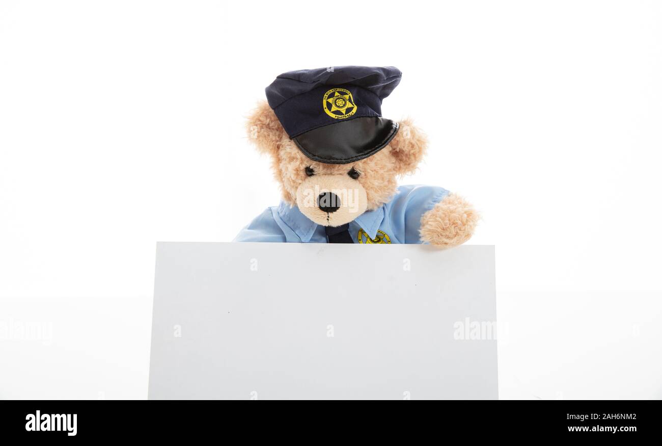 Police and security concept. Cute teddy bear in police officer uniform ...