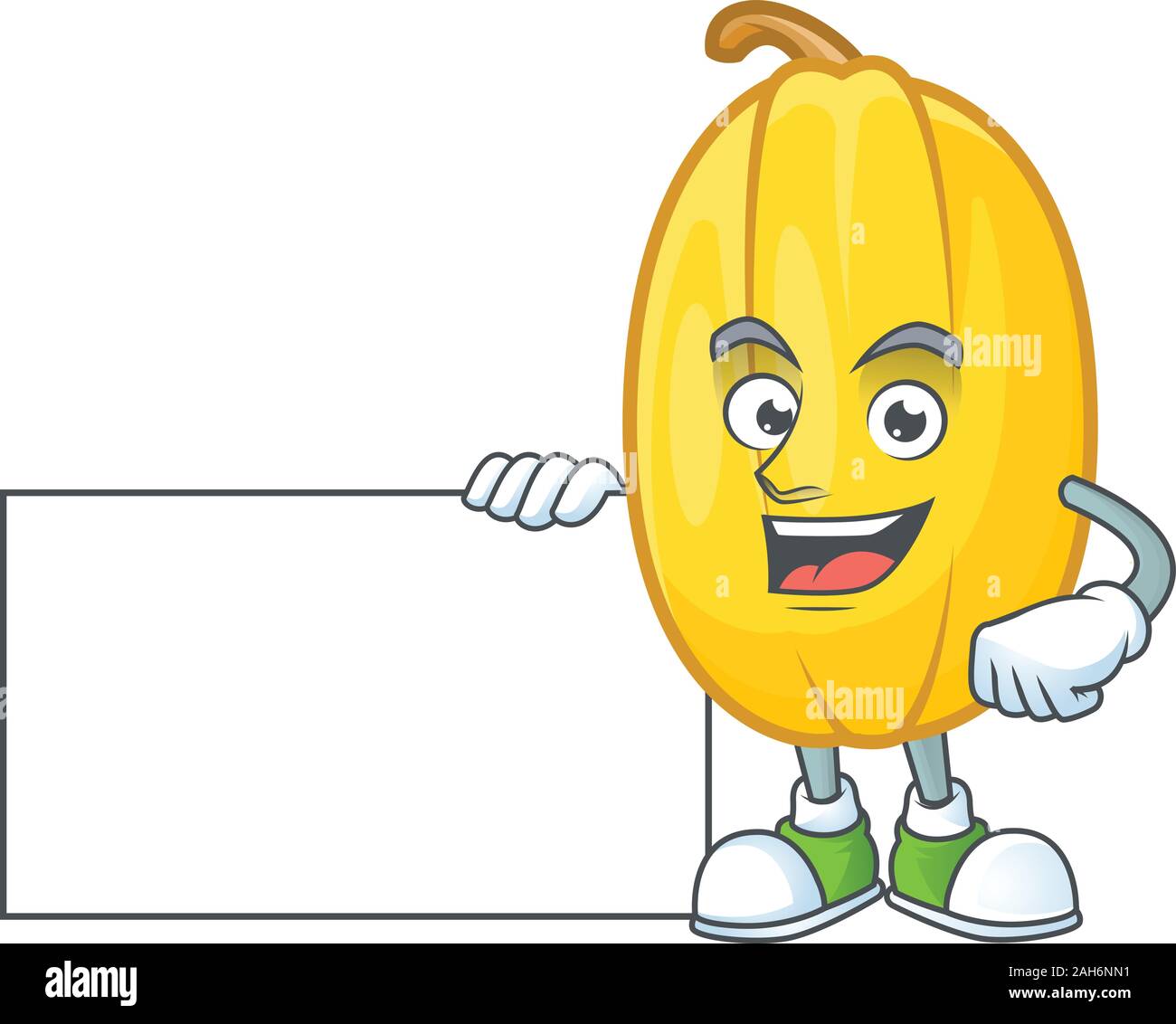 cute spaghetti squash cartoon character with a board Stock Vector Image ...