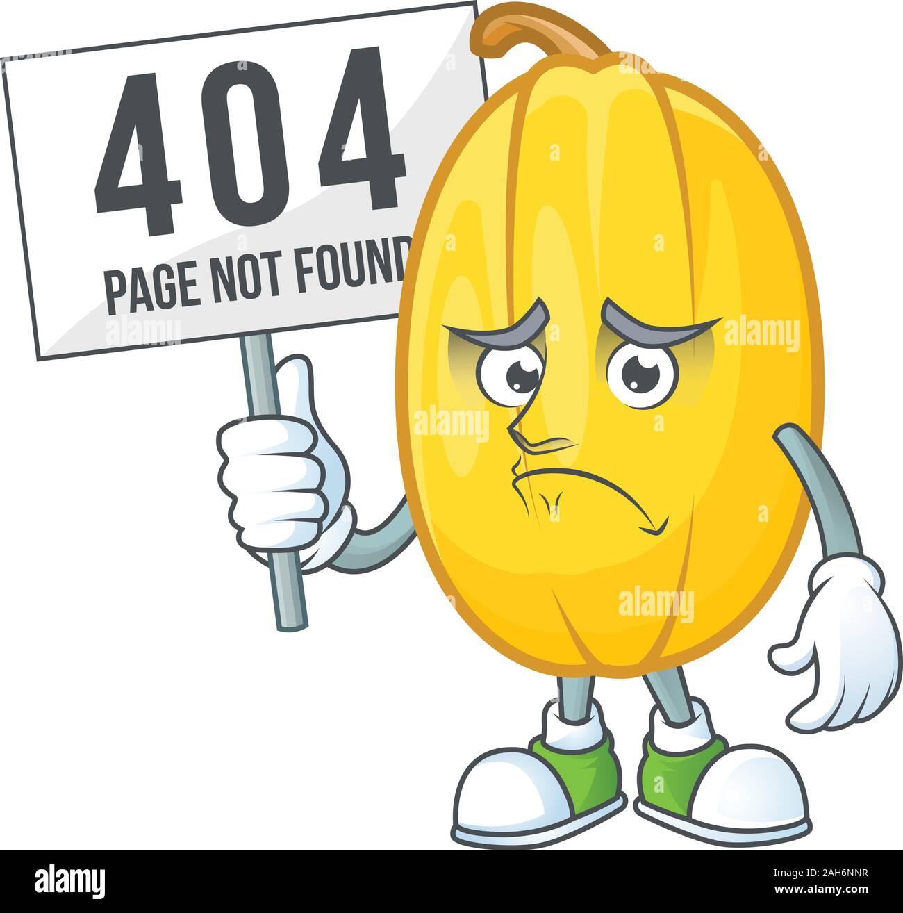 sad face cartoon character spaghetti squash raised up a board Stock ...