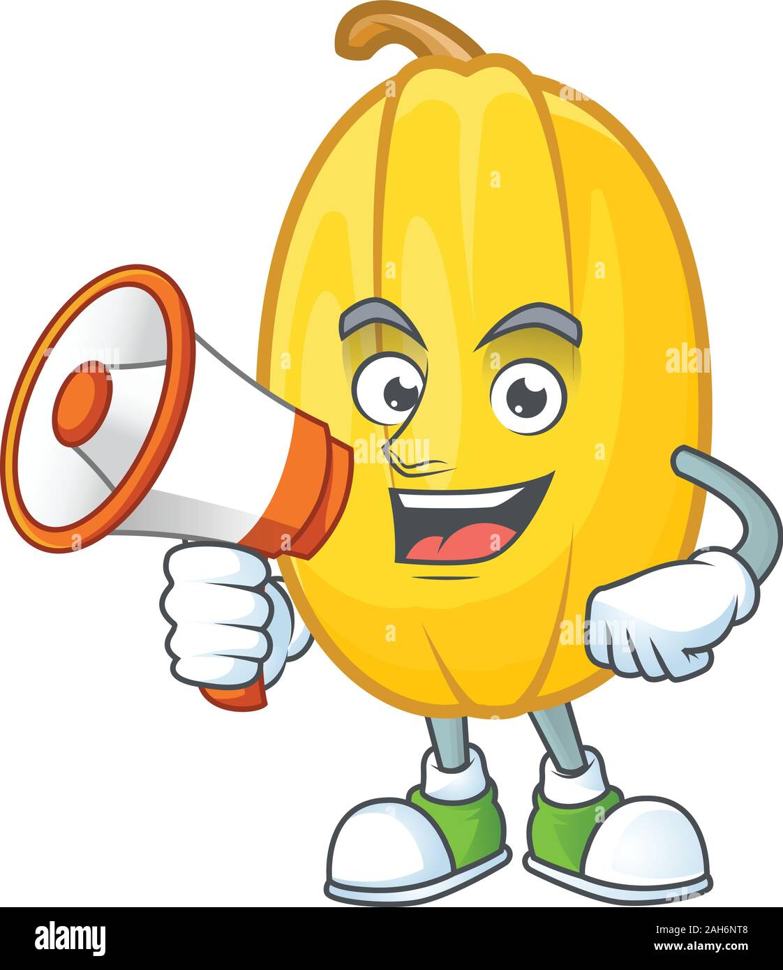 Smiling cartoon character of spaghetti squash with megaphone Stock ...