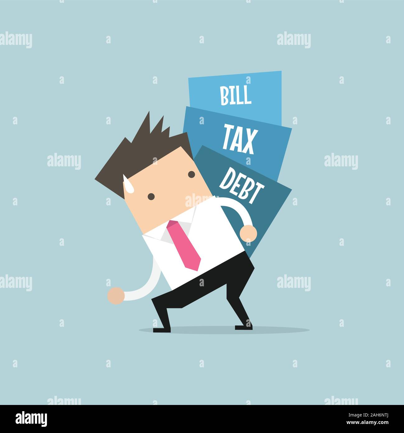 Businessman carry pile of debt, tax and bill. vector Stock Vector Image ...