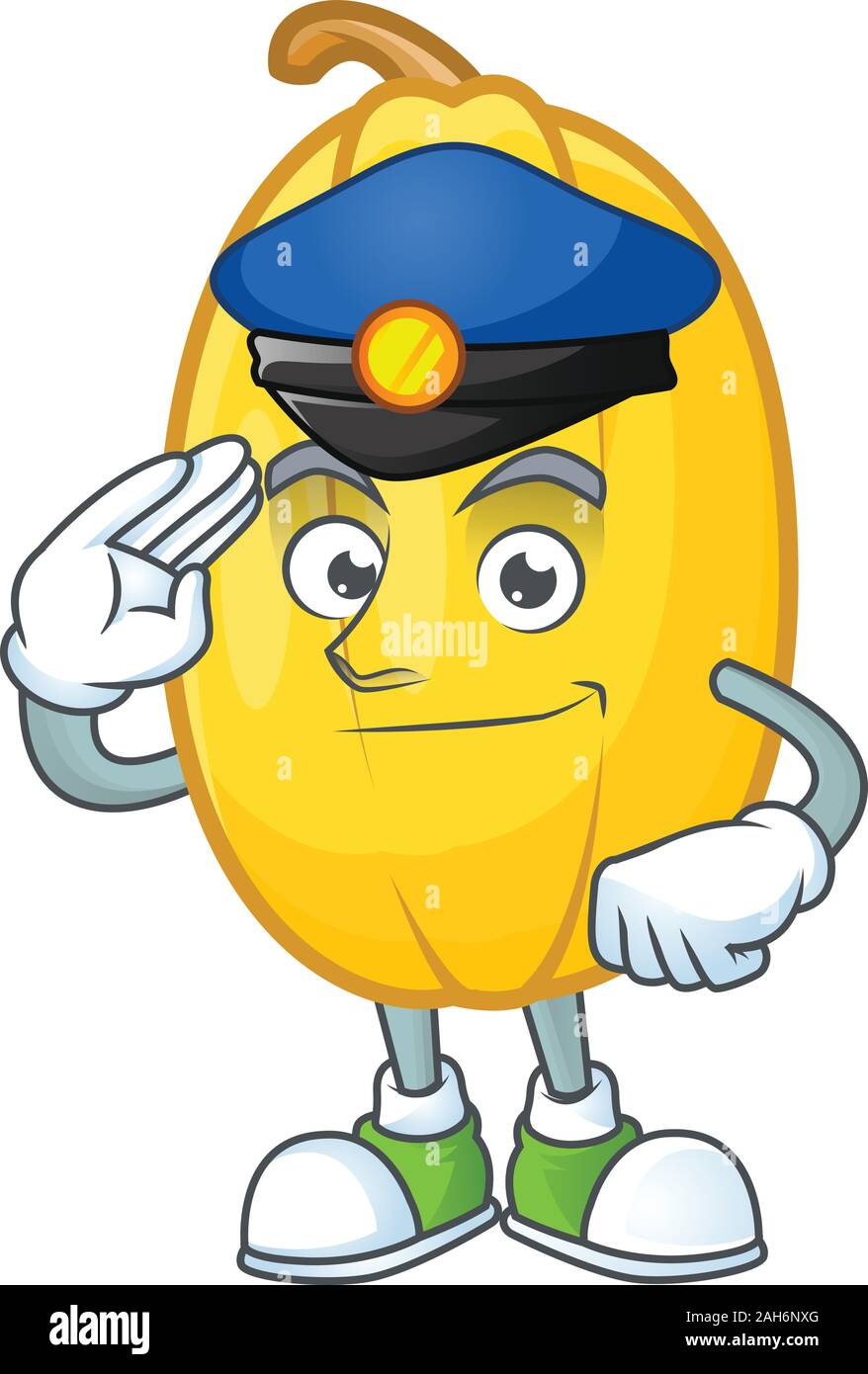 Spaghetti squash Cartoon in character a Police officer costume Stock ...