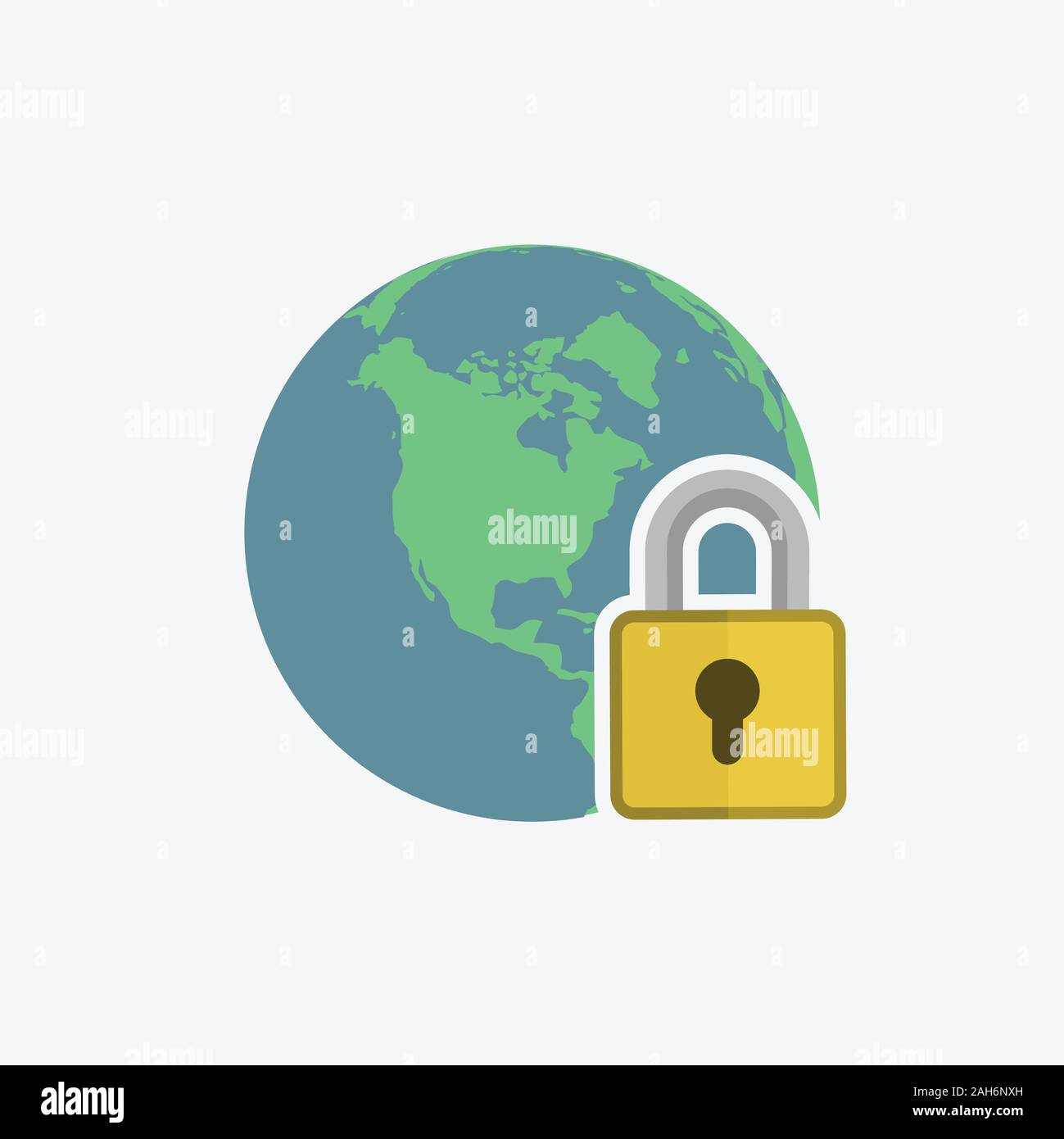 Secure internet icon. Globe with padlock sign. Secure global network ...