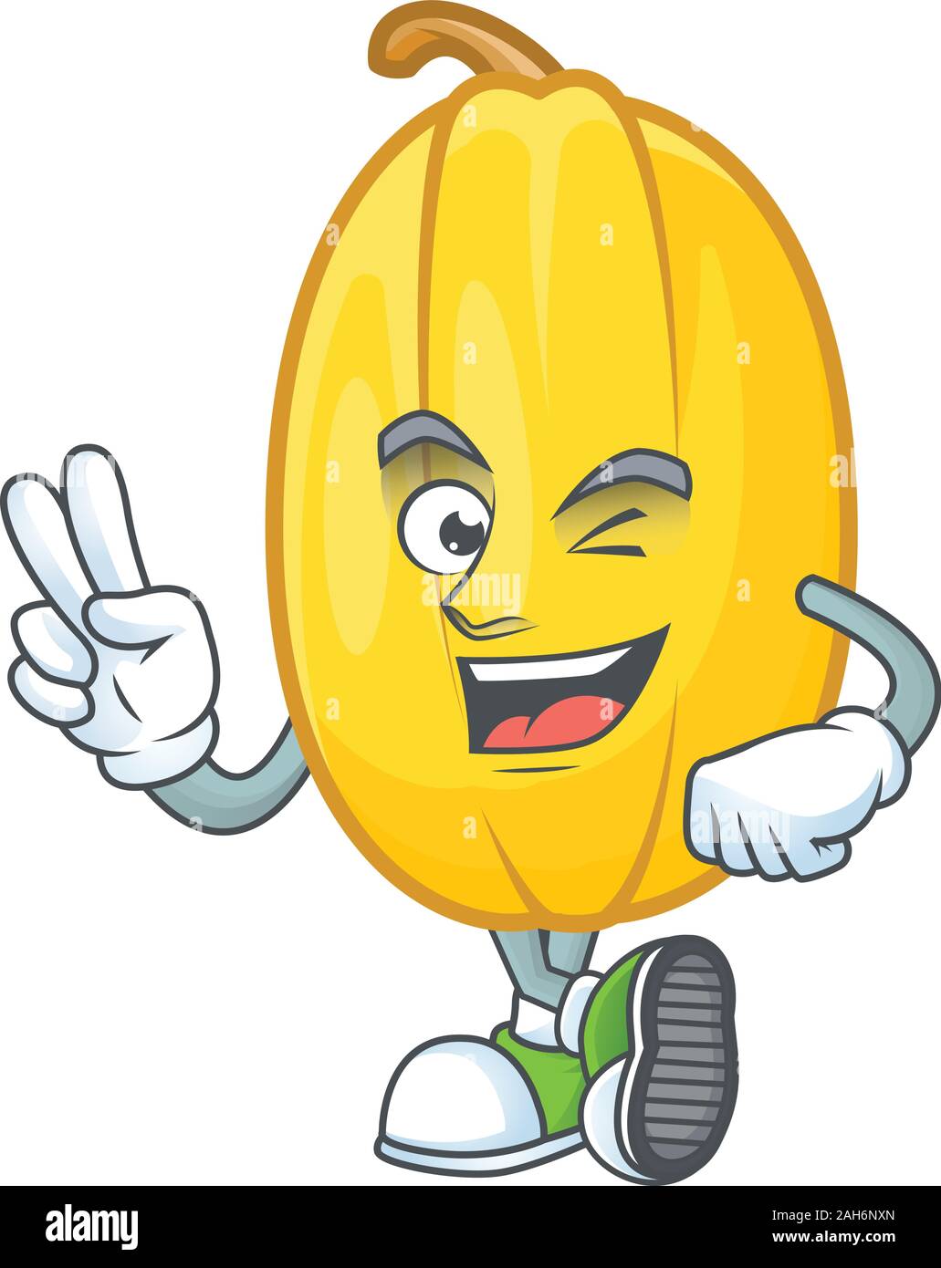 Spaghetti squash cartoon mascot style with two fingers Stock Vector ...