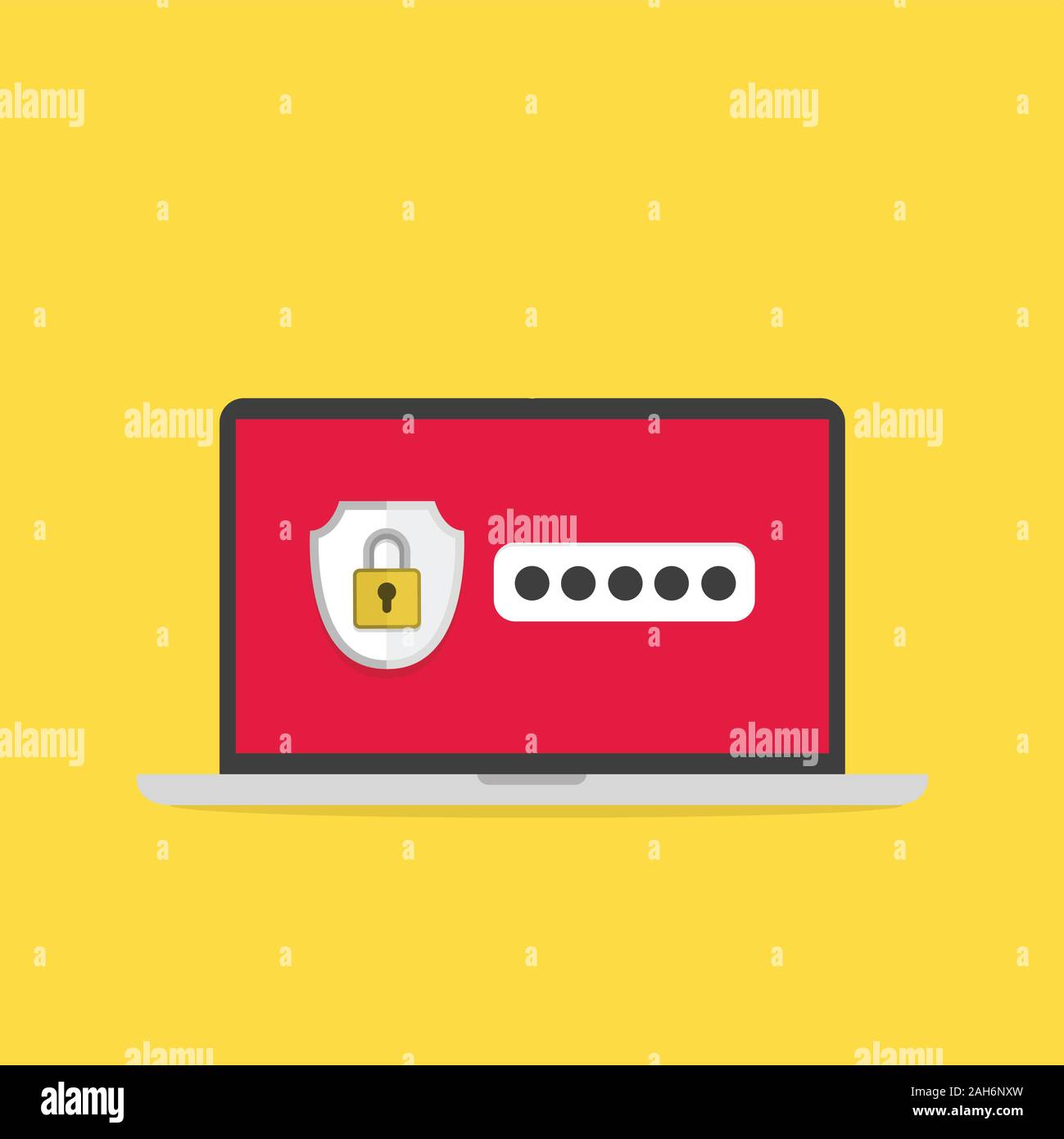 Laptop with password notification on lock screen. vector Stock Vector ...