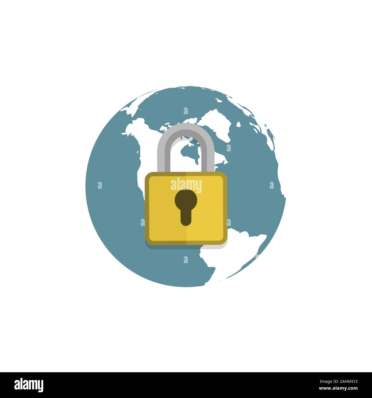 Globe with padlock sign. Secure global network symbol. vector Stock ...