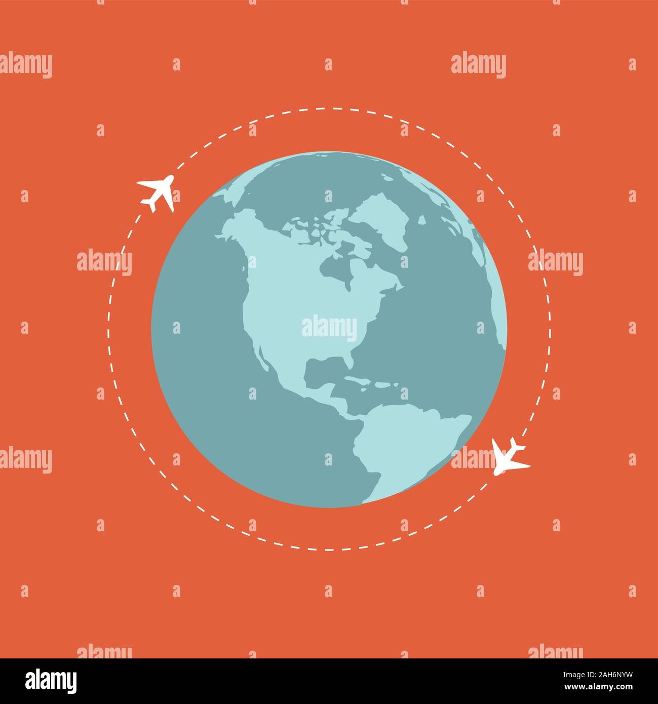 Flying Plane. The path Plane. Flying around the world. vector Stock ...