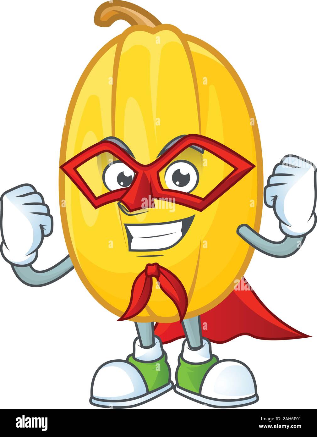 A cartoon of spaghetti squash with Super hero costume Stock Vector ...