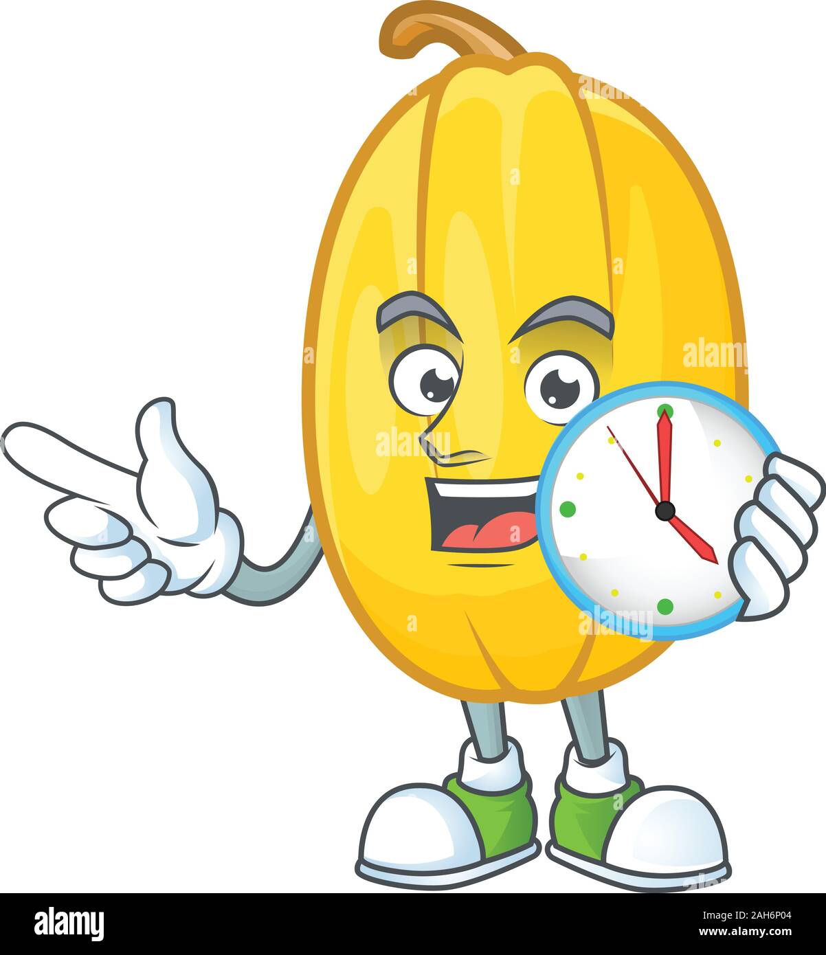 Happy spaghetti squash cartoon mascot style with clock Stock Vector ...