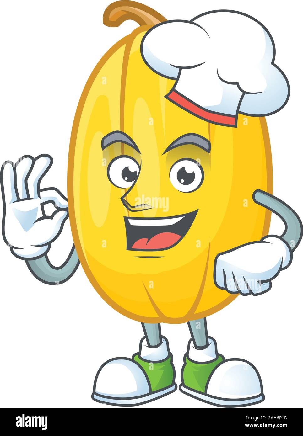 Smiley Face chef spaghetti squash character with white hat Stock Vector ...