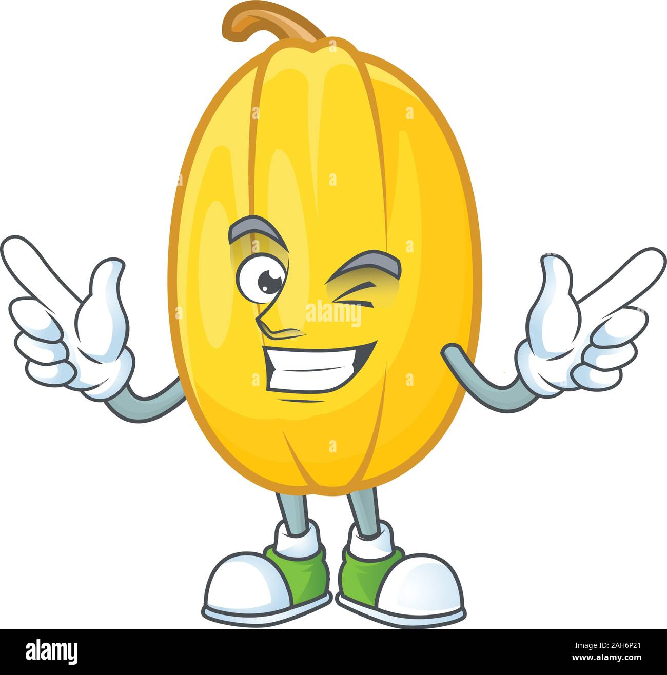 Funny spaghetti squash cartoon character style with Wink eye Stock ...