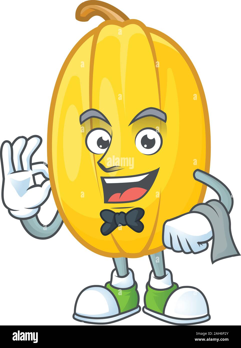 Spaghetti squash cartoon character as a Waiter look Stock Vector Image ...