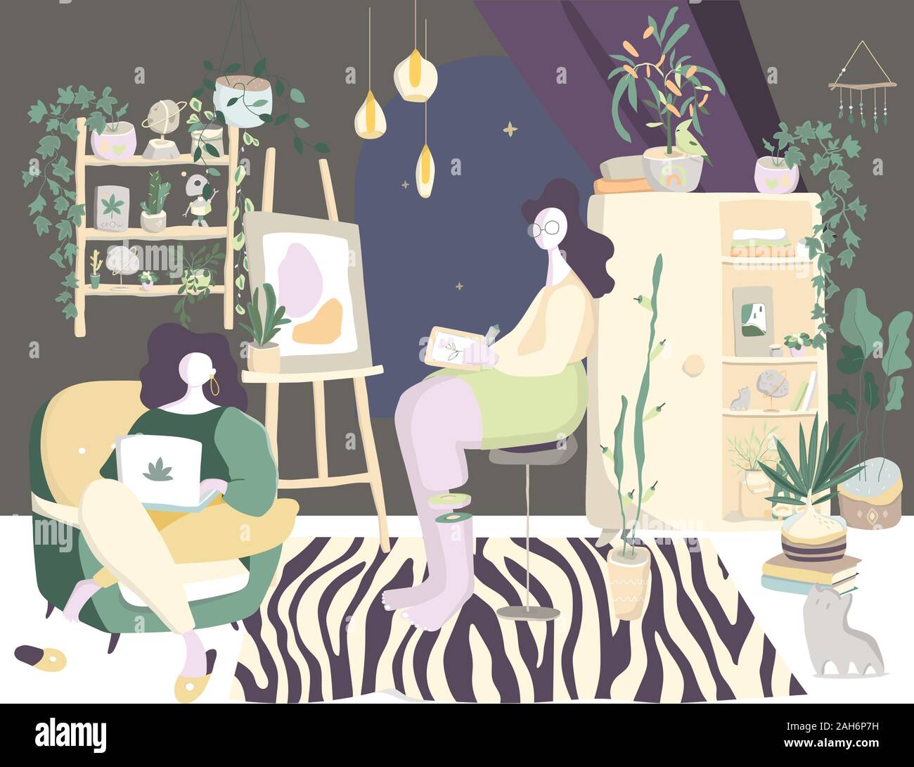 Corona virus Covid-19, quarantine motivational poster. Family stay at ...