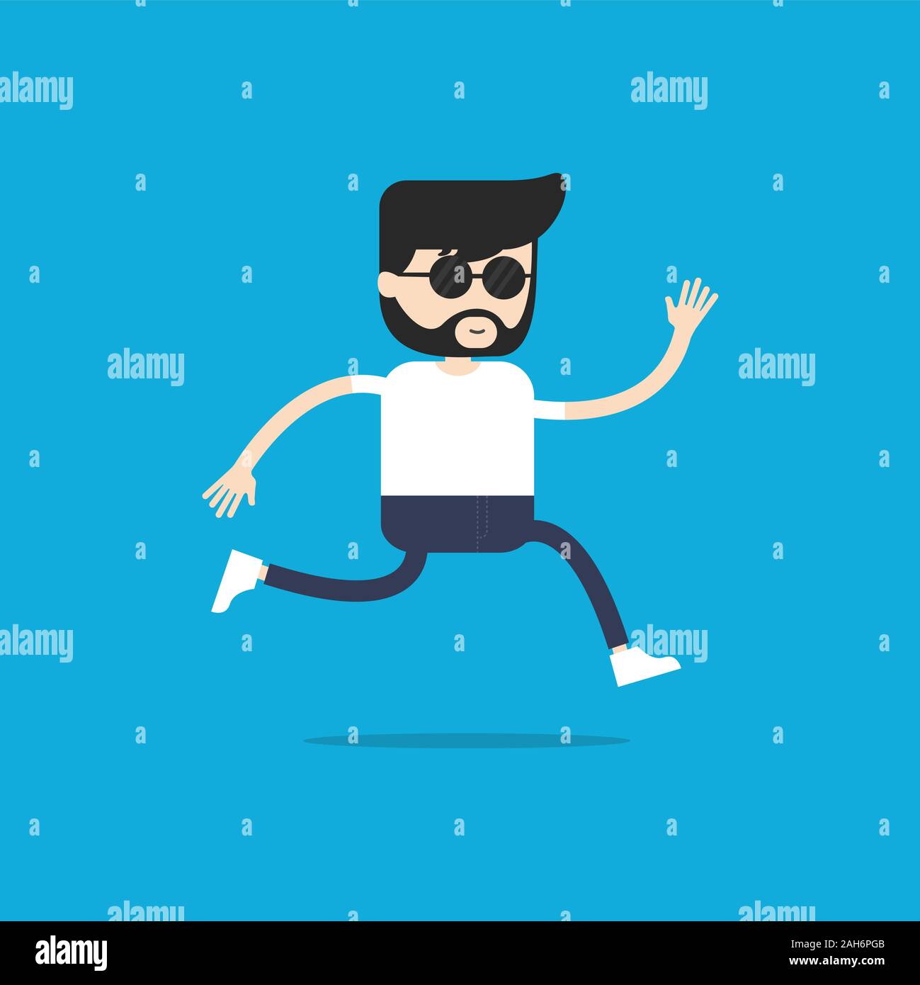 Hipster man with the beard running. vector Stock Vector Image & Art - Alamy