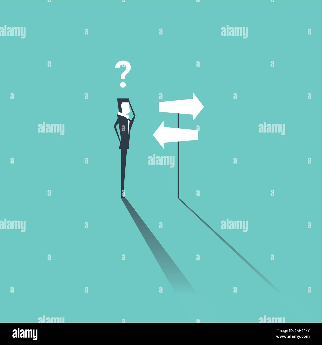 Businessman do not know where to go, Left or Right. Business concept ...