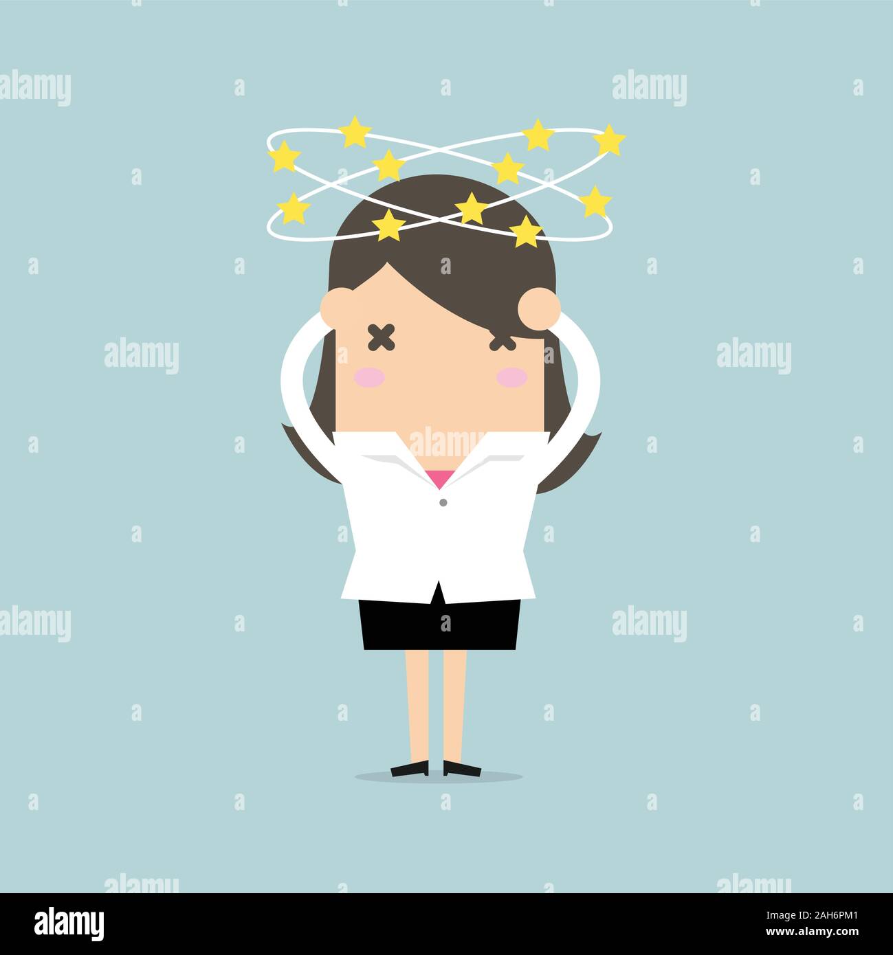 Businesswoman with stars spinning around his head. vector Stock Vector ...