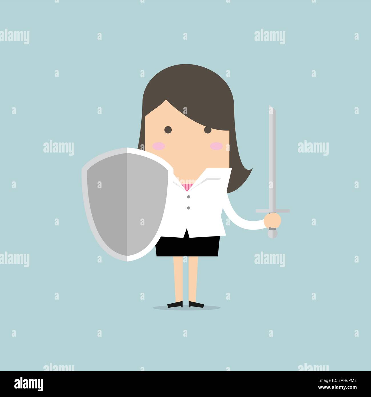 Businesswoman warrior with shield and sword Stock Vector Image & Art ...
