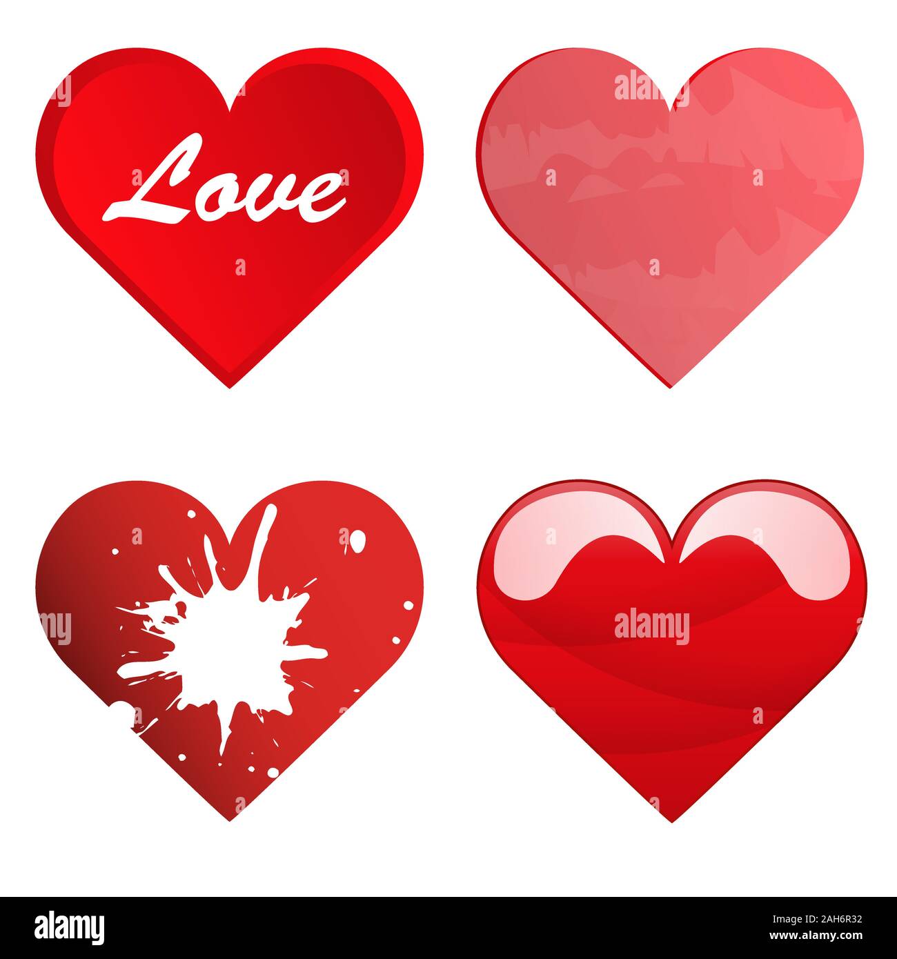 four valentine or mothers day special love hearts collection isolated ...