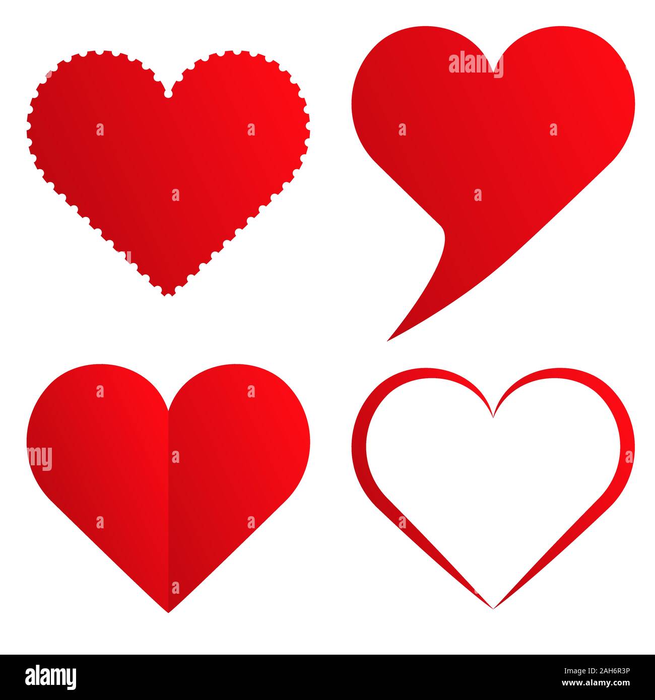 four valentine or mothers day special love hearts collection isolated ...