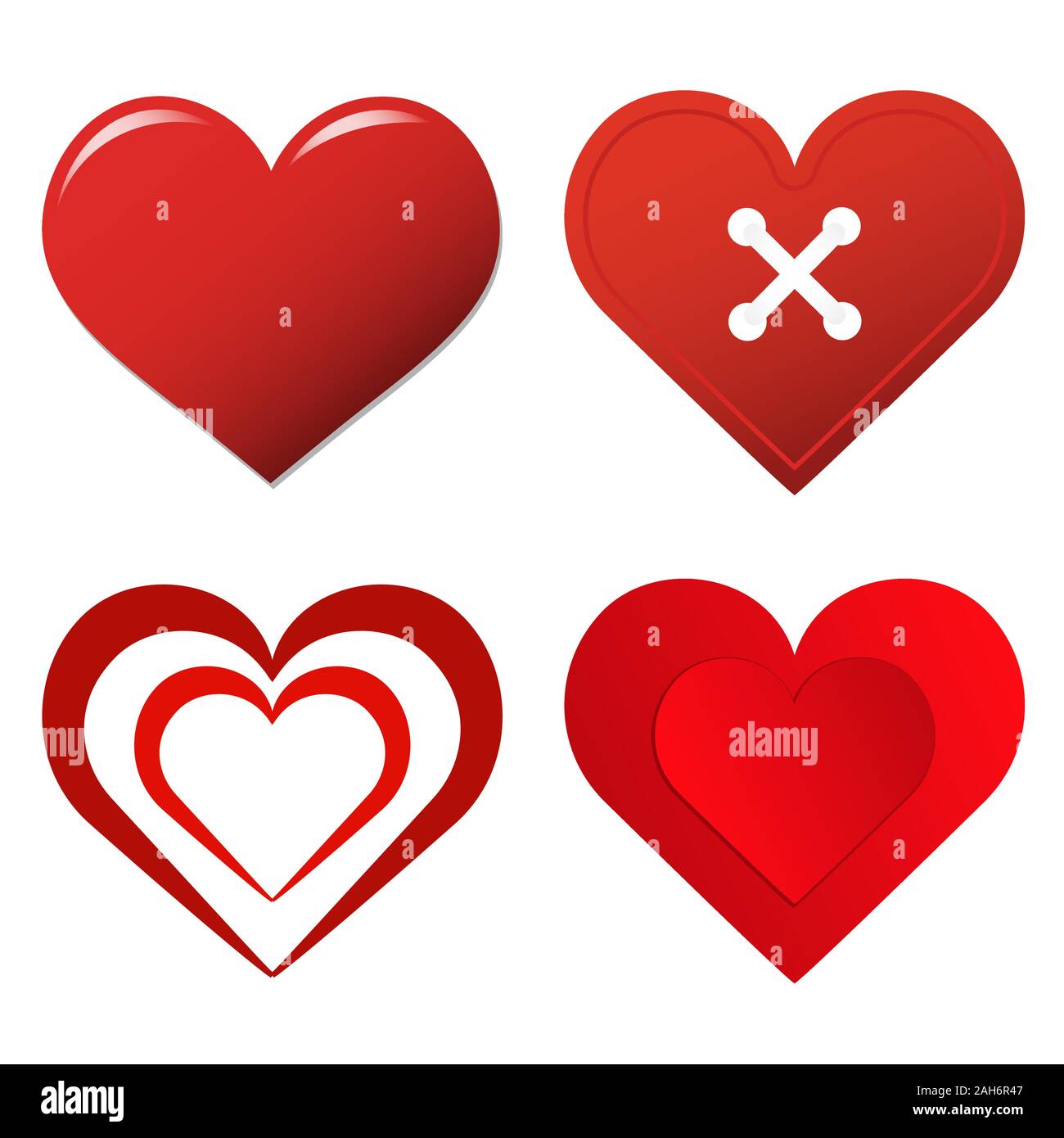 four valentine or mothers day special love hearts collection isolated ...