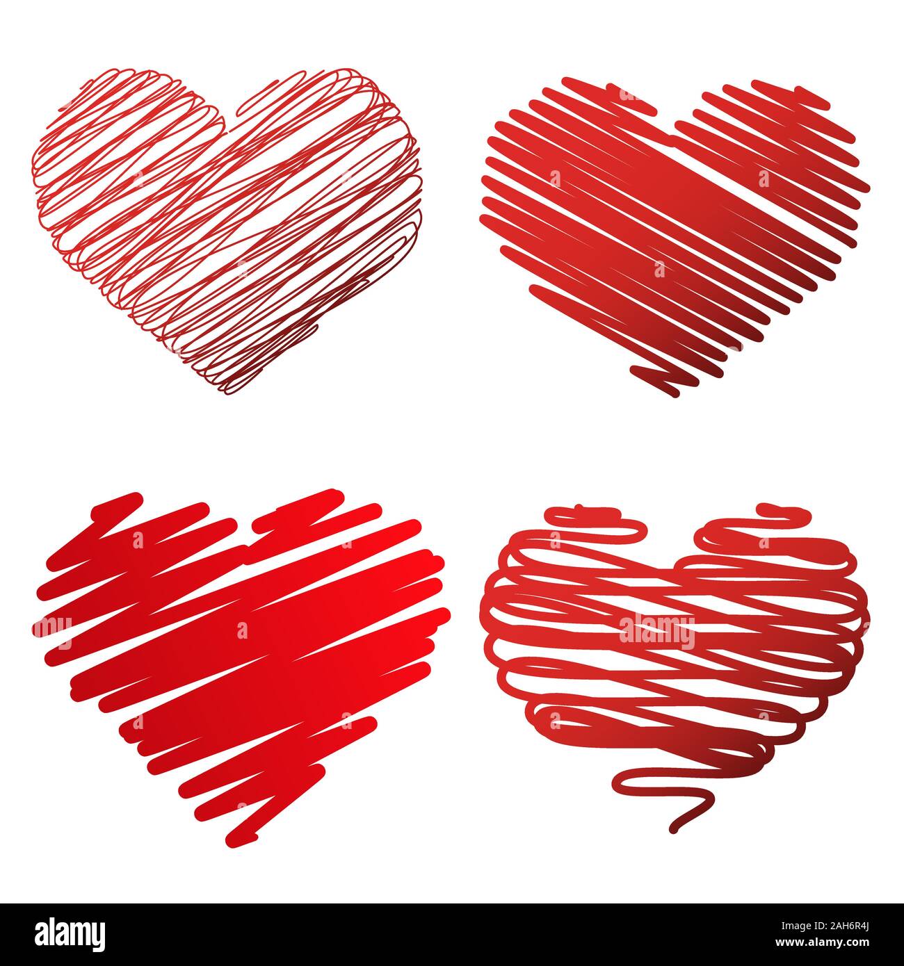 four valentine or mothers day special love hearts collection isolated ...