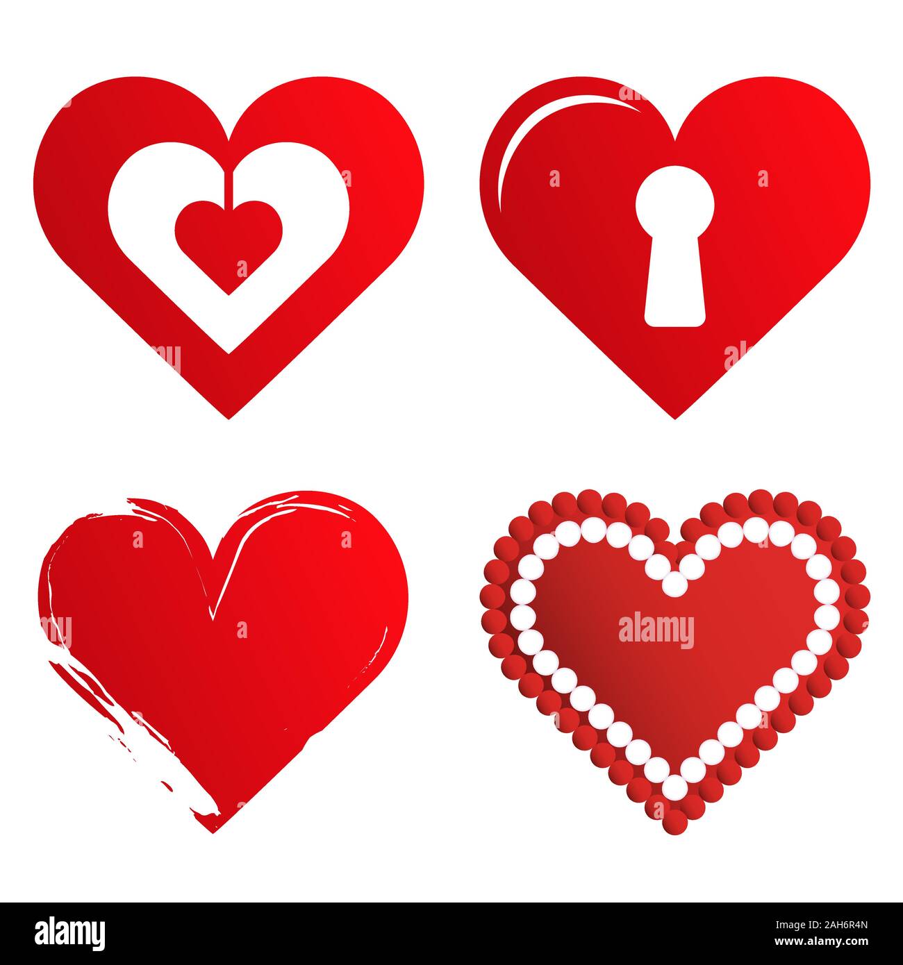 four valentine or mothers day special love hearts collection isolated ...